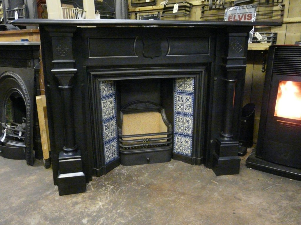 Full-Pillared Victorian Slate Fireplace - 157SS - Antique Fireplace Co