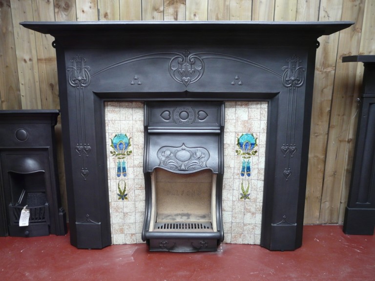 Original Art Nouveau Fire Surround - 177CS-1472 - Antique Fireplace Co